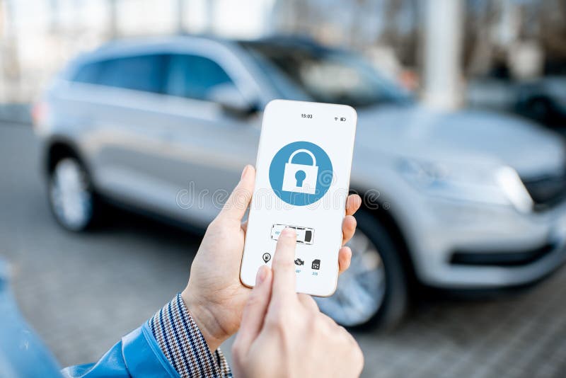 Controlling Car through the Smartphone Stock Photo - Image of gadget ...