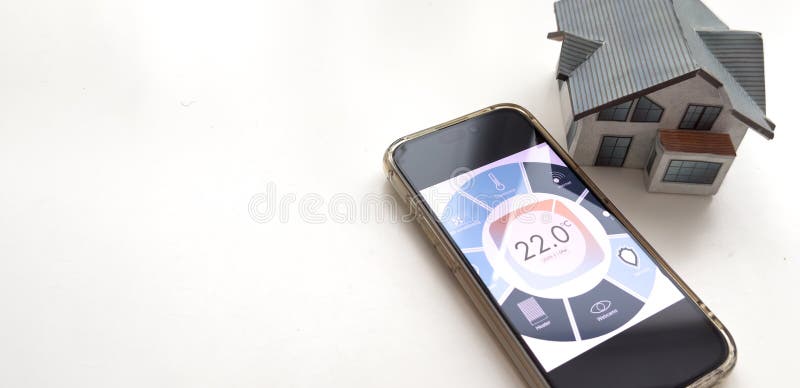Controlling Home Heating Temperature with a Smart Home, Close-up on ...