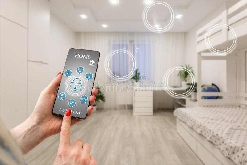 Controlling Home Heating Temperature with a Smart Home, Close-up on ...