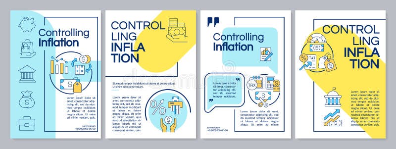 Controlling Inflation Blue and Yellow Brochure Template Stock Vector ...