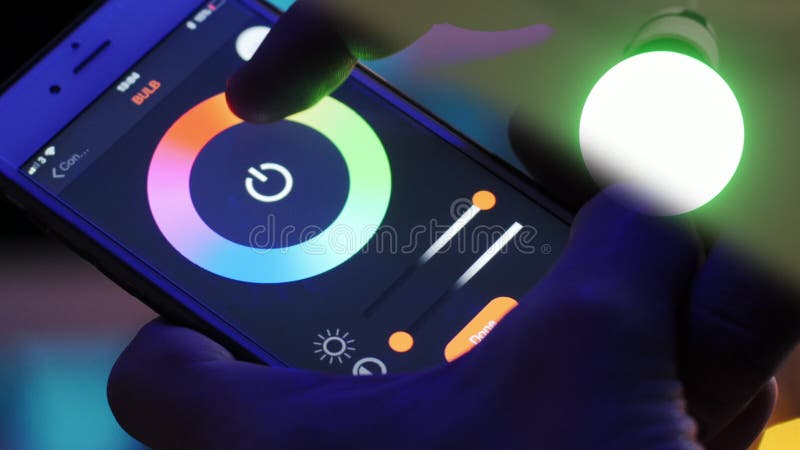 Controlling Smart Lighting with a Mobile Smart Phone Stock Video ...