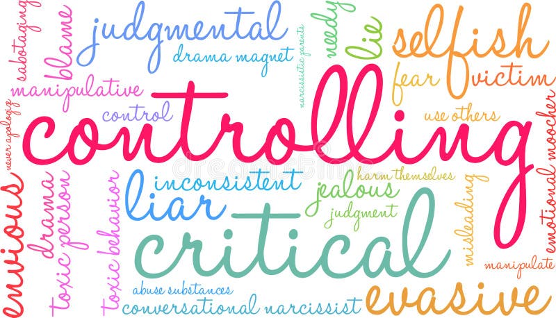 Controlling Word Cloud stock illustration. Illustration of narcissist ...