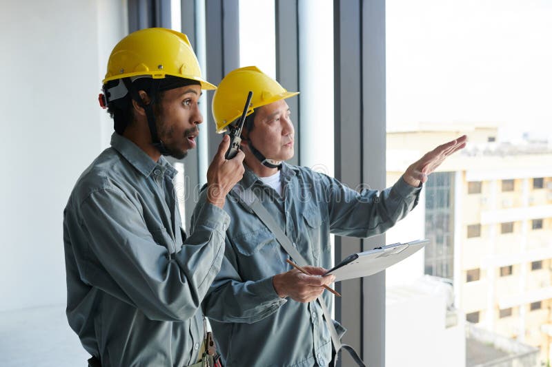 Controlling Work at Construction Site Stock Image - Image of ...