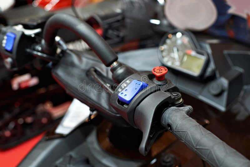 Controls on Handlebars of Snowmobile Stock Image - Image of travel ...
