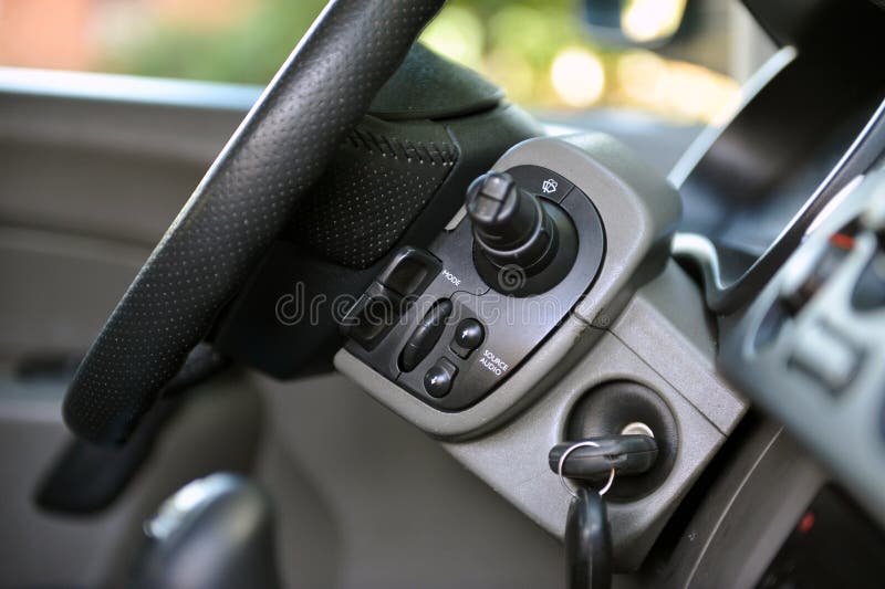 Controls Near the Steering Wheel in a Modern Car Stock Image - Image of ...