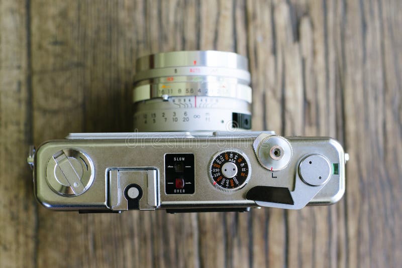 Controls of a Retro Film Camera from Above Stock Photo - Image of adult ...