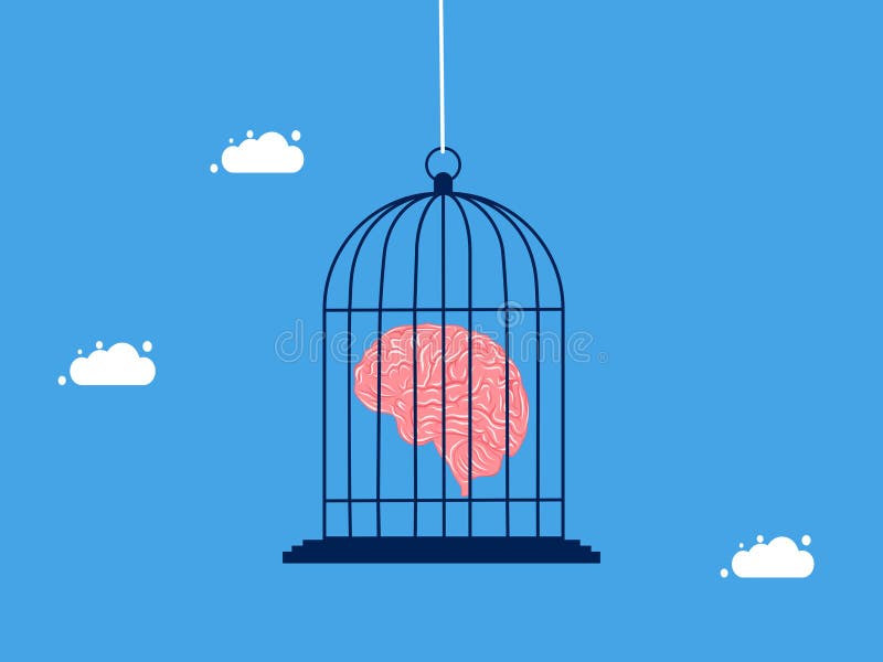 Controls Thoughts in the Human Brain. Brain Imprisoned in a Bird Cage ...