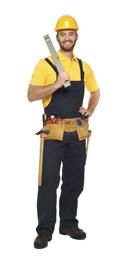 Contruction Worker on White Background Stock Image - Image of work ...