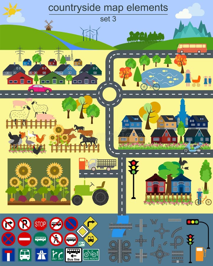 Catoon Map of City stock vector. Illustration of cartoon - 35226560