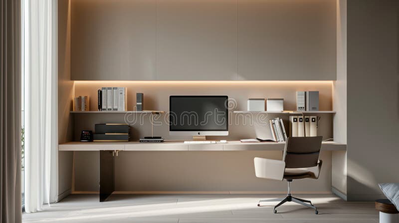 Convenient Comfortable Home Office Stock Illustration - Illustration of ...