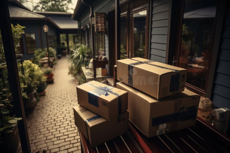 Convenient Deliveries of Parcels Near the Front Door. Generative by Ai ...