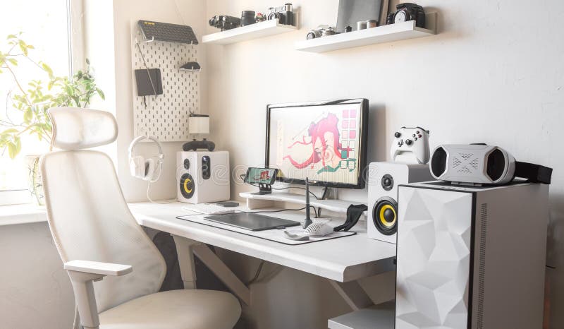 Convenient Digital Artist Workspace with Graphic Tablet and Sketching ...