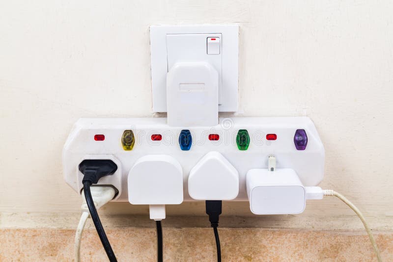 Multiple Electricity Plugs on Adapter Risk Overloading and Dange Stock ...