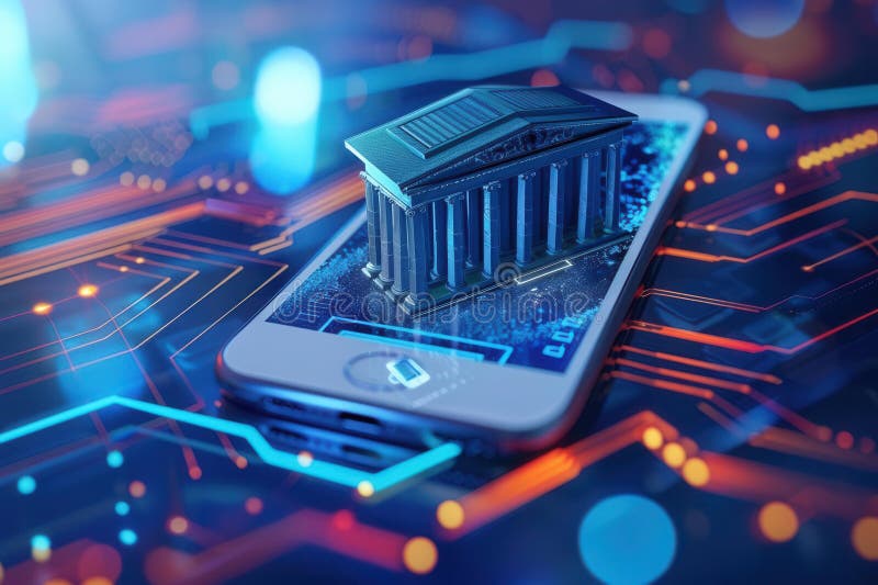 Convenient and Secure Mobile Banking. Modern Technology Stock ...