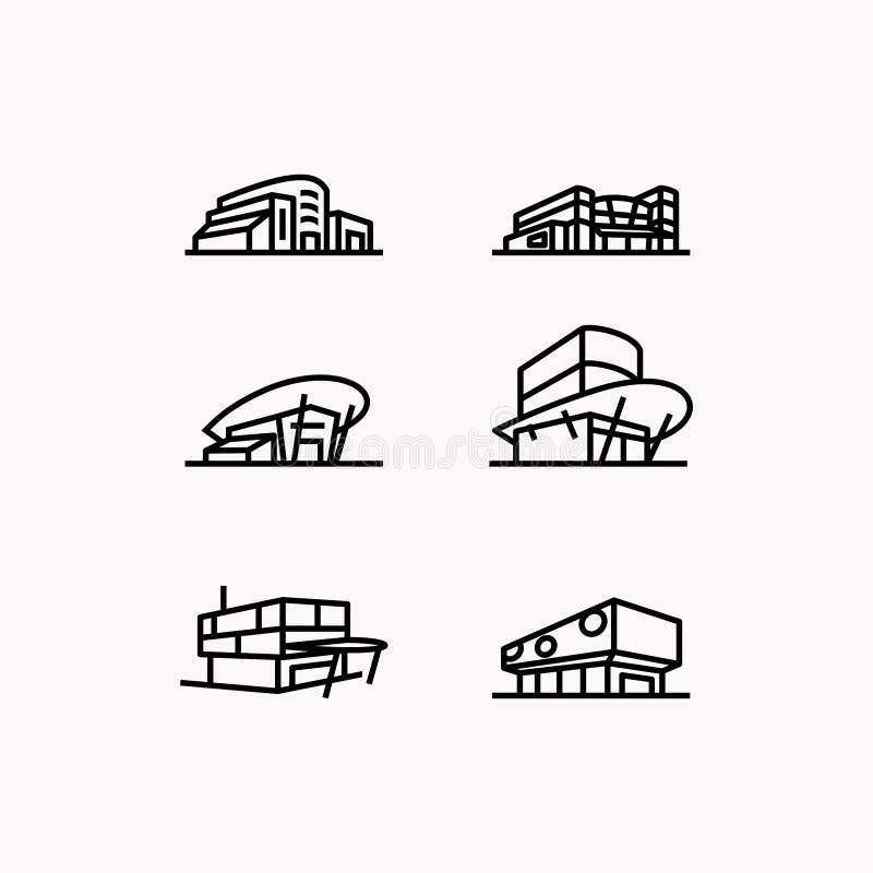 Convention Center Building Icon Set Vector Design Stock Illustration ...