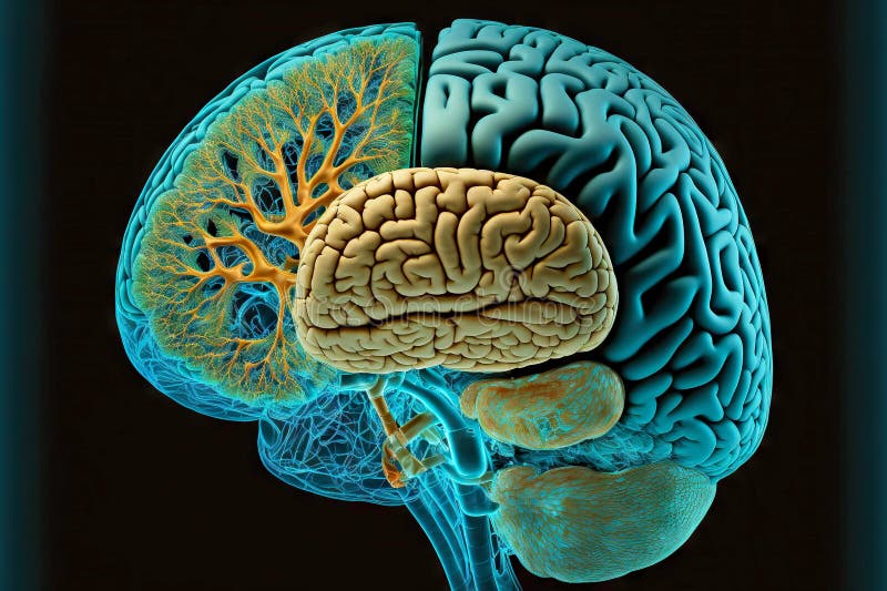 Conventional Image of Human Brain with Multi-colored Convolutions and ...