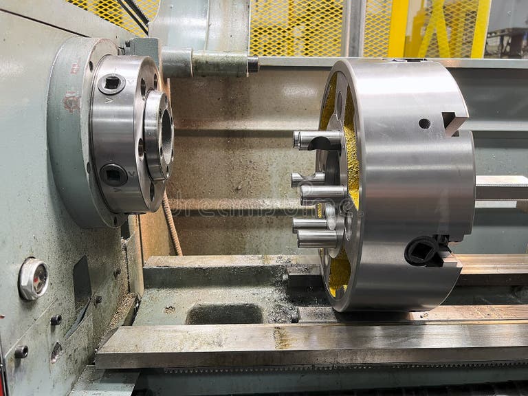 Conventional Lathe with 4-jaw Chuck Stock Image - Image of engineering ...