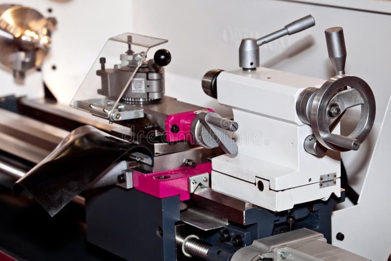 Conventional Precision Lathe Machine Stock Photo - Image of ...