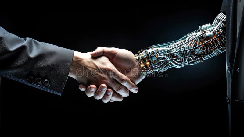 A Handshake between a Human and a Machine, Symbolizing Human-machine ...