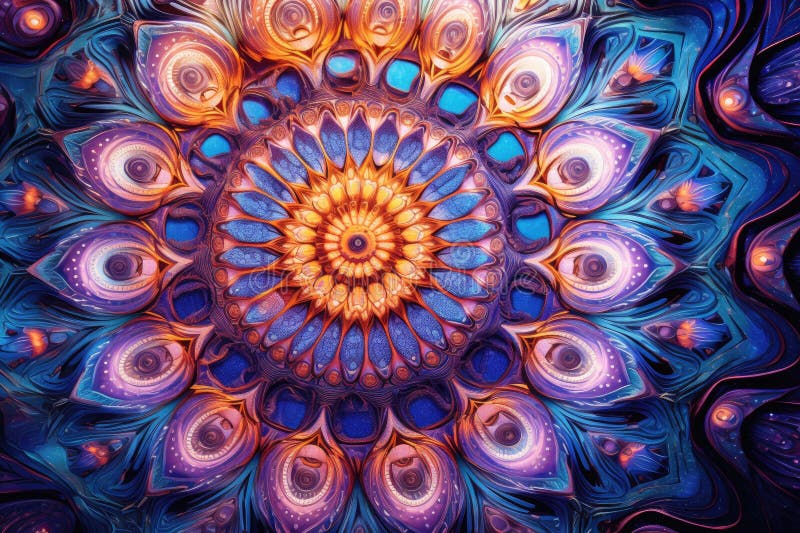 Convergence of Intricate Mandala Patterns, Radiating from a Central ...