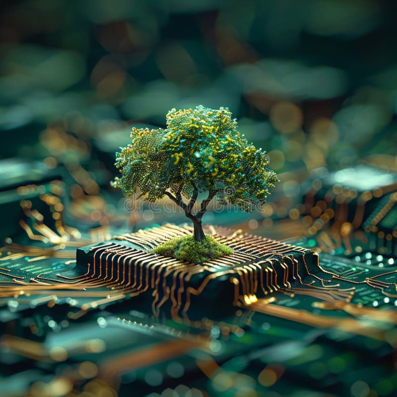 Convergence of Nature and Technology Tree Sprouts from Circuit Board ...