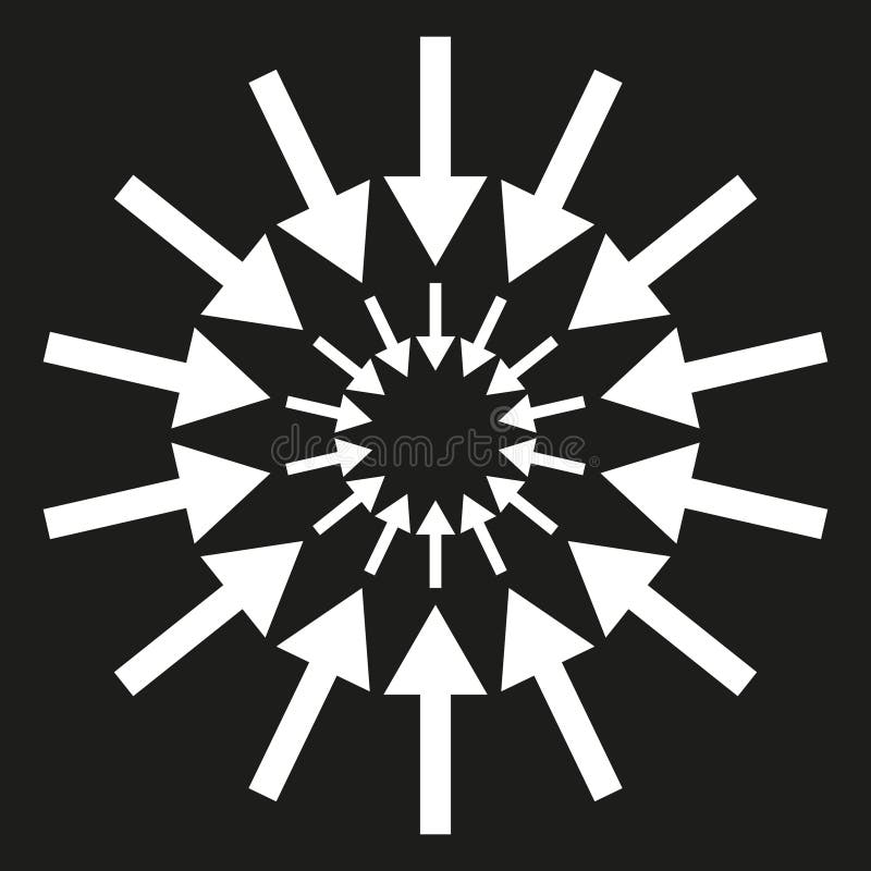 Converging Arrows Pattern. White Arrows on Black. Radial Symmetry ...