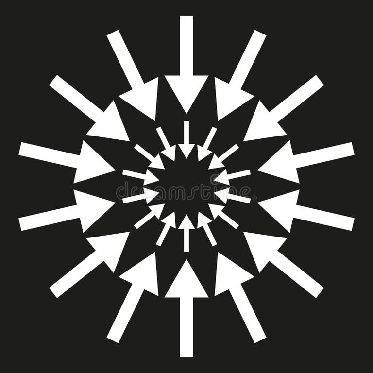 Converging Arrows Pattern. White Arrows on Black. Radial Symmetry ...