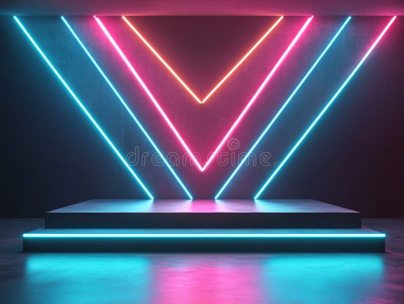 Converging Circular Light Beams, Bright Neon Colors, an Energetic and ...