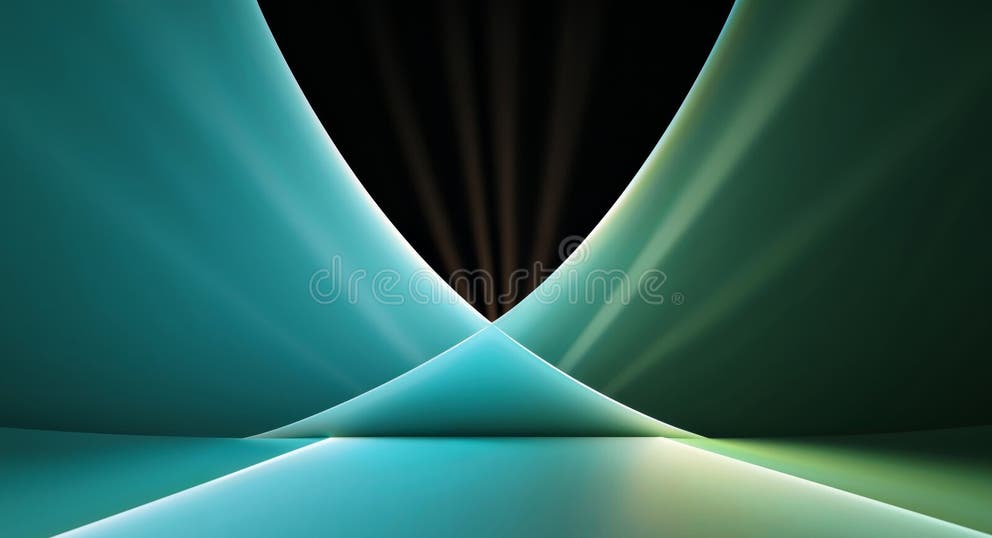 Converging Light Rays Streaming through Turquoise Green Gradient ...