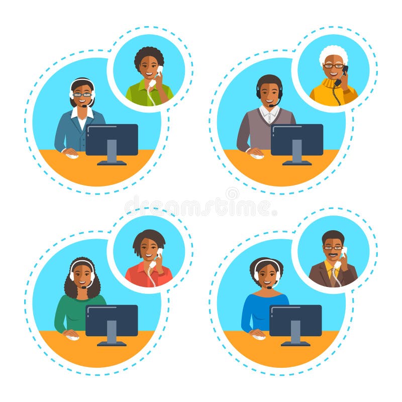 Conversa Do Agente Do Centro De Atendimento No Telefone Com Cliente ...