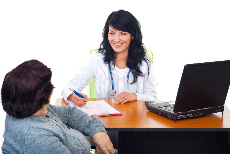 Conversación Del Doctor Con El Paciente En Cabina Foto de archivo ...
