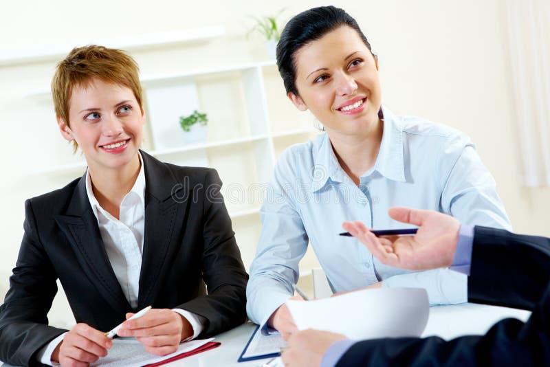 During conversation stock photo. Image of corporate, businesswoman ...