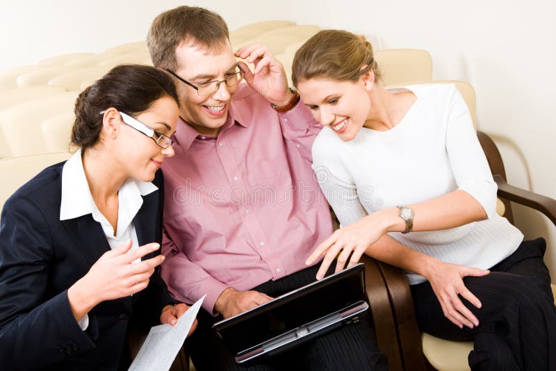 Conversation stock photo. Image of happy, adult, computer - 4501194