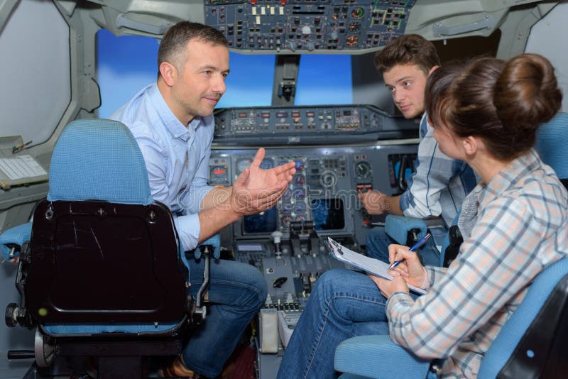 Conversation in Aircraft Simulator Stock Photo - Image of panel ...