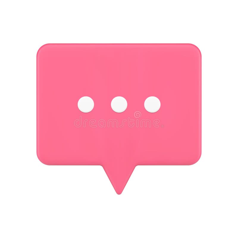 Conversation Bubble Web Chat 3d Icon. Red Rectangle with White Dots of ...