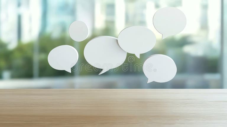 Conversation Bubbles Rising from a Table, Visual Representation of ...