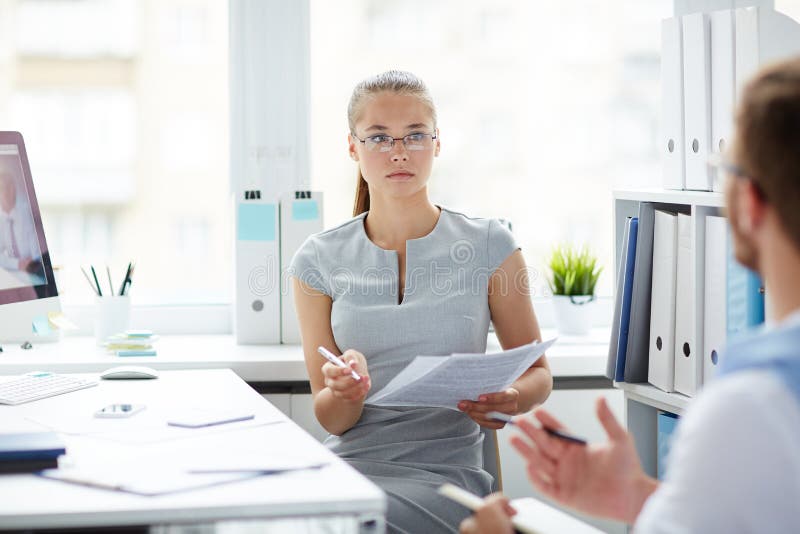 Conversation with Co-worker Stock Image - Image of meeting, report ...