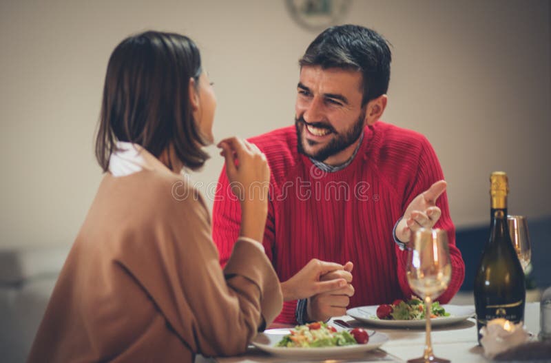 Conversation with dinner stock photo. Image of copy - 134760168
