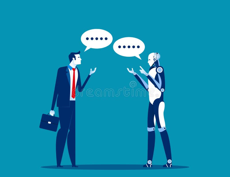 Conversation between Human and Android. Concept Business Vector ...