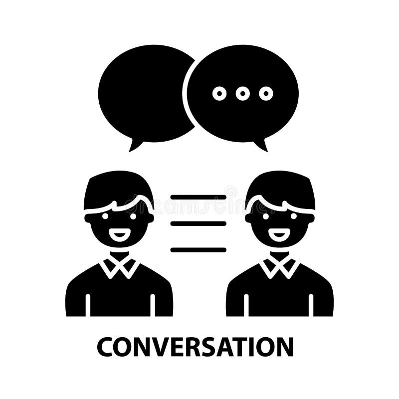 Conversation Icon, Black Vector Sign with Editable Strokes, Concept ...