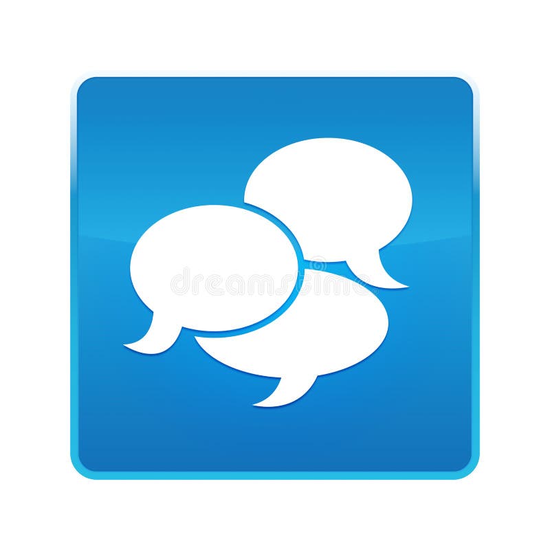Conversation Icon Shiny Blue Square Button Stock Illustration ...