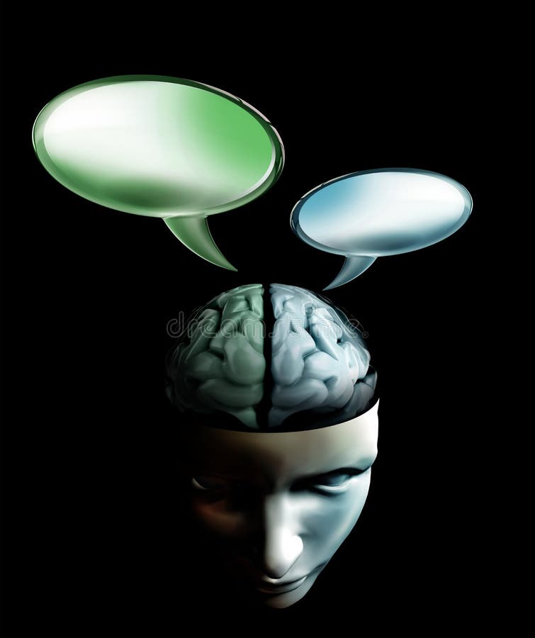 Conversation Inside Human Brain Concept Stock Illustration ...