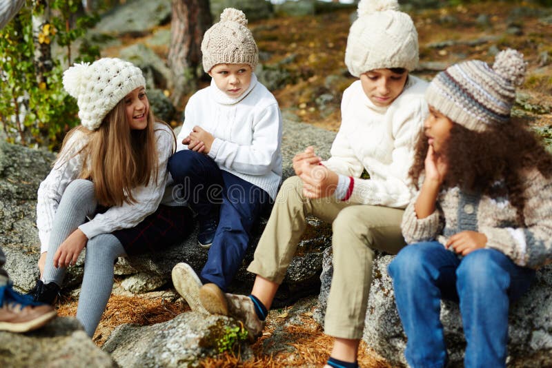 Conversation of kids stock photo. Image of friendly, group - 86658538