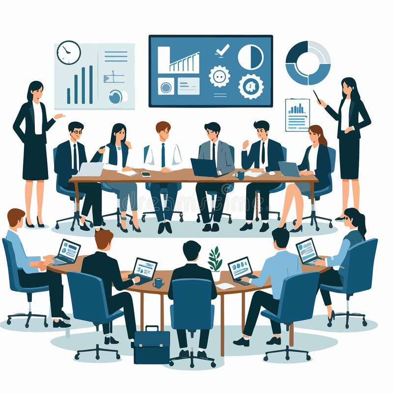 Conversation Meeting Head Staff Office Vector Stock Illustration ...