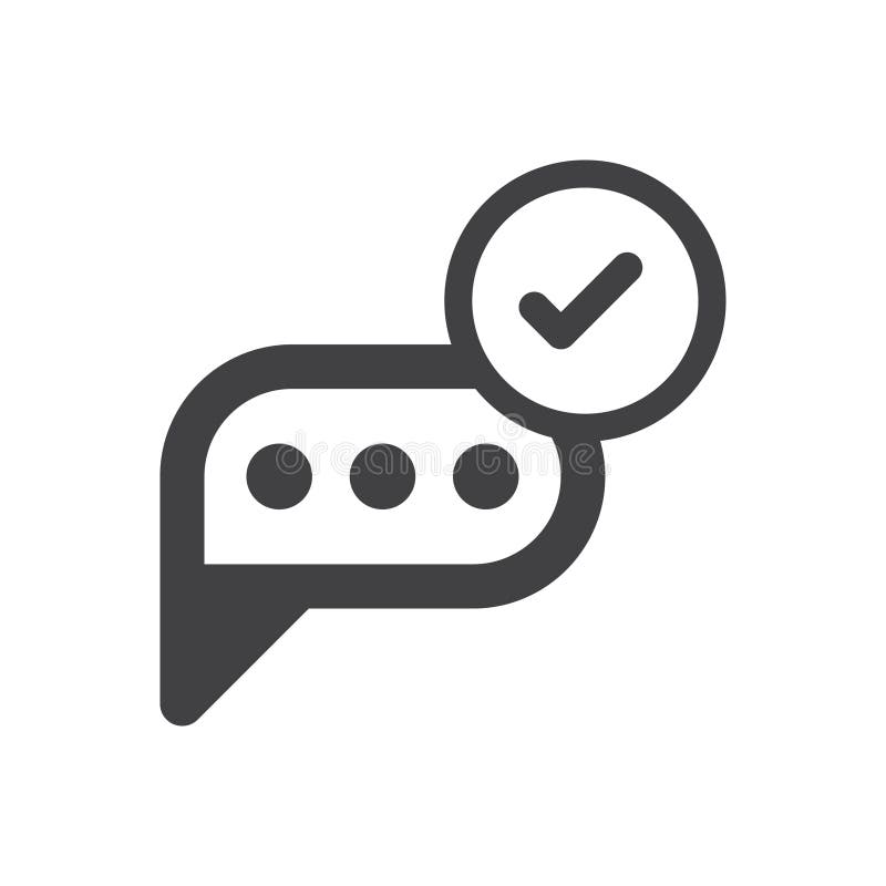 Conversation Message Icon with Approve Icon Stock Illustration ...