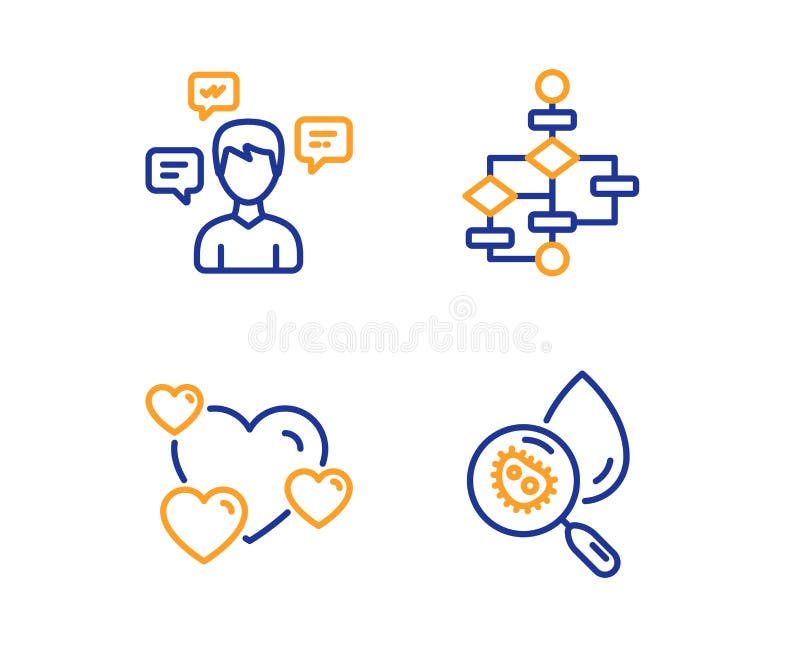 Conversation Messages, Heart and Block Diagram Icons Set. Water ...