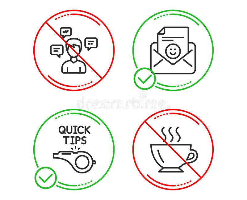 Conversation Messages, Tutorials and Smile Icons Set. Coffee Sign ...