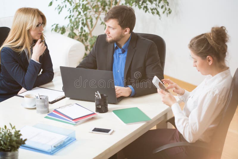 Conversation in the office stock photo. Image of desk - 55658708