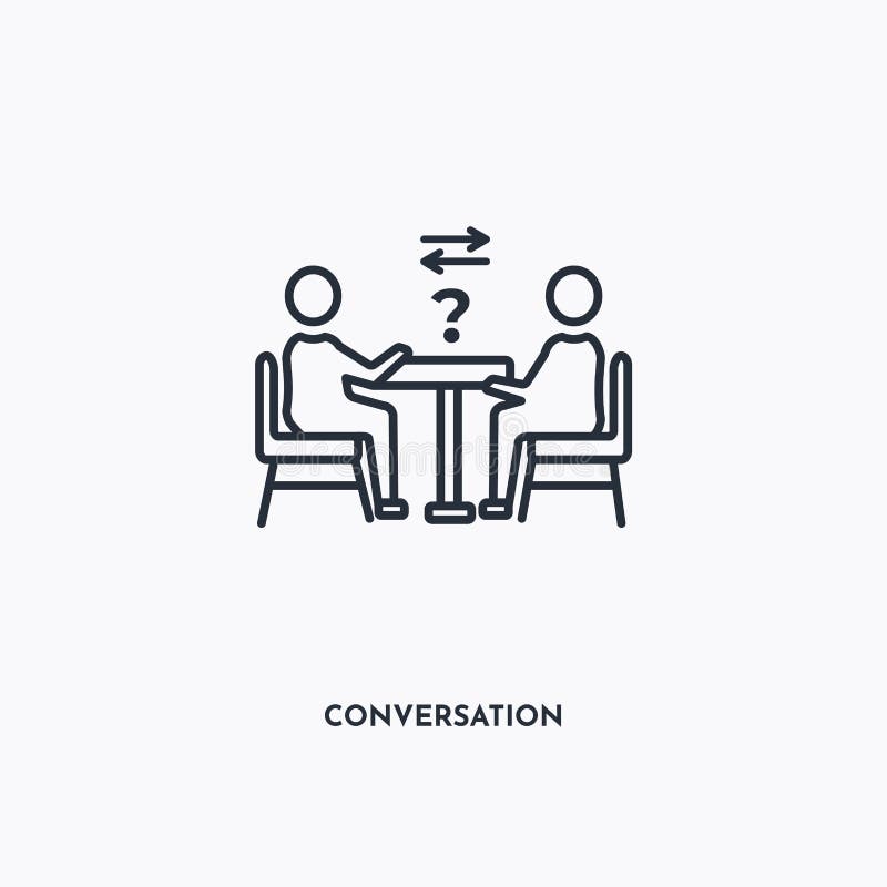 Outline Conversation Vector Icon. Isolated Black Simple Line Element ...