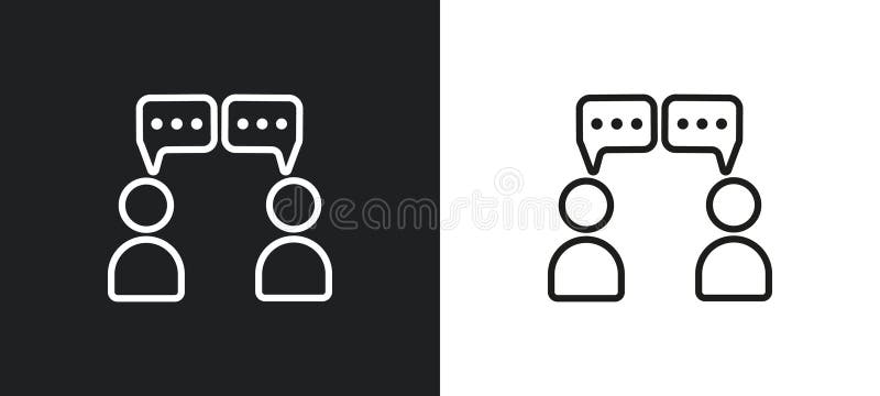 Conversation Outline Icon in White and Black Colors. Conversation Flat ...